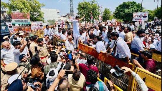 Karnal: Haryana Youth Congress protest NEET paper leak