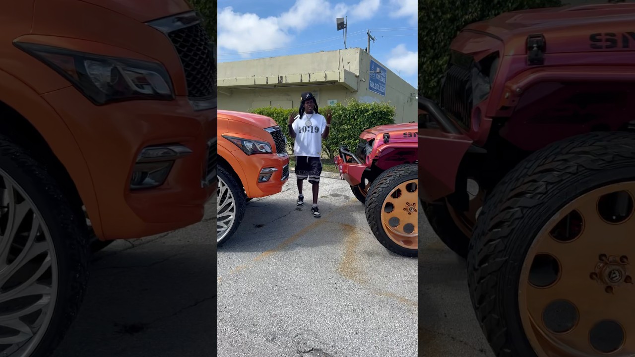 AD’s Infiniti on 34’s and Kodak Black’s Jeep on offroad 28’s