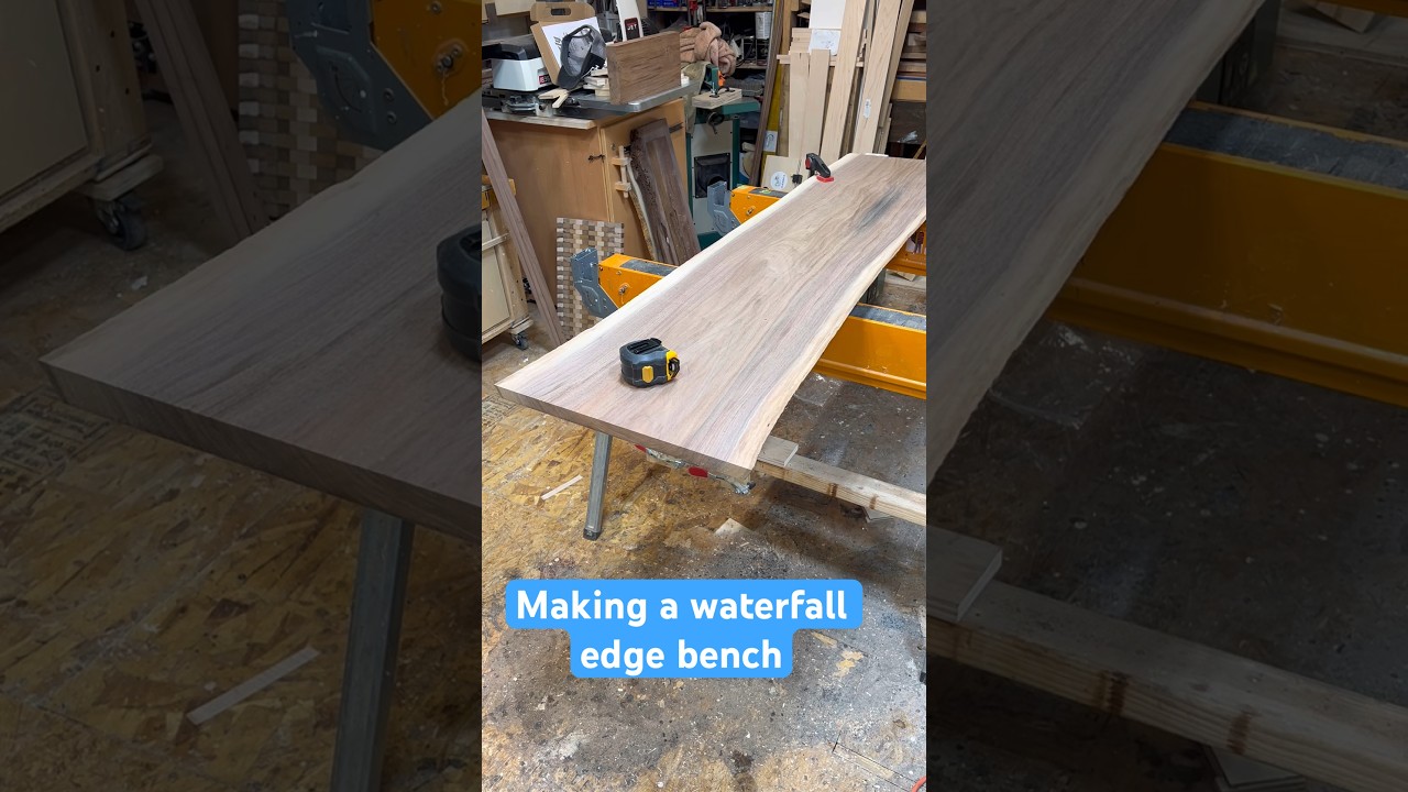Making a waterfall edge bench with a tracksaw #workshop #diy #woodworking