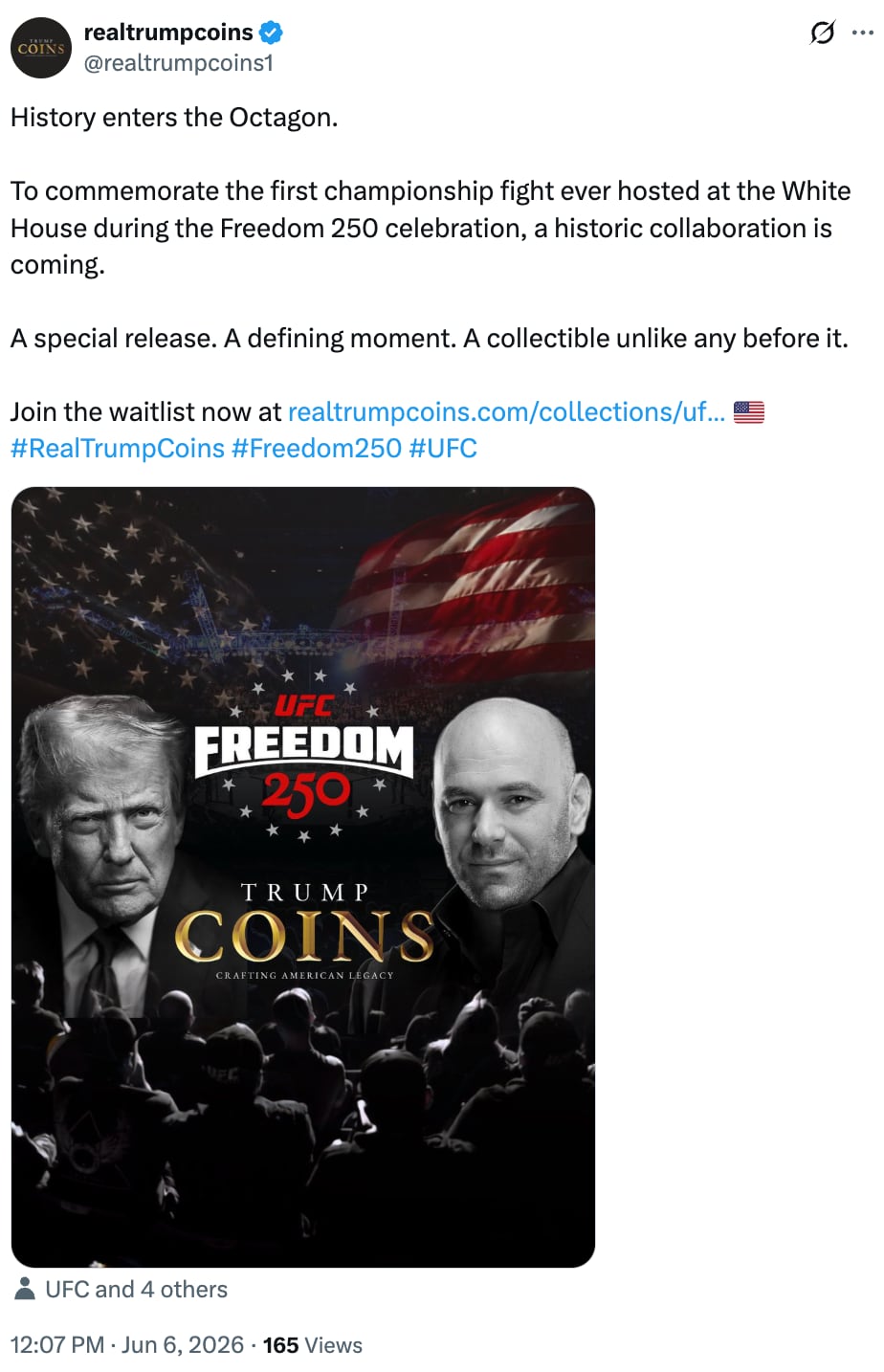 Donald Trump unveils UFC-themed Trump coins for America's 250th birthday