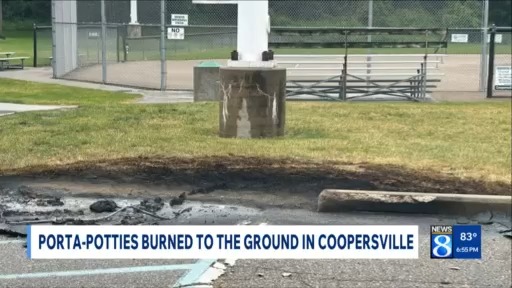 Officials seek info after Coopersville park porta-potties destroyed in fire