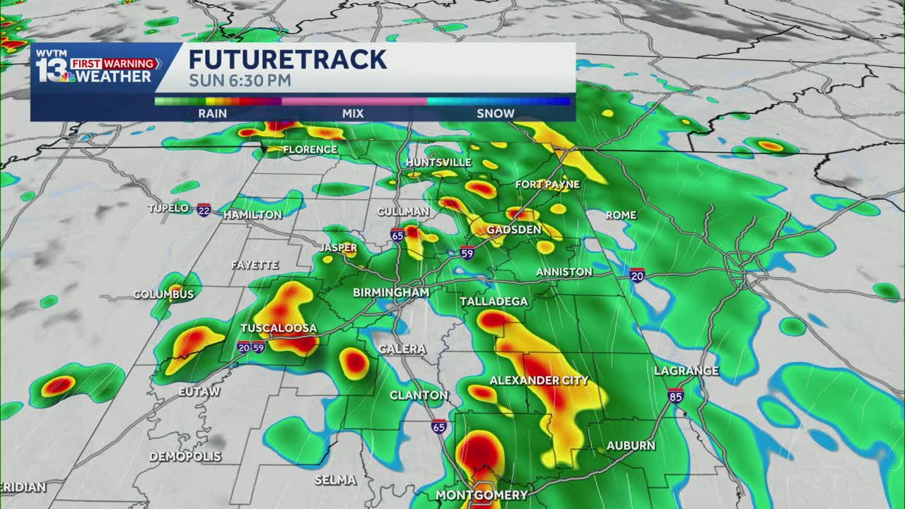 Heavy rain and storms likely on Sunday in Alabama