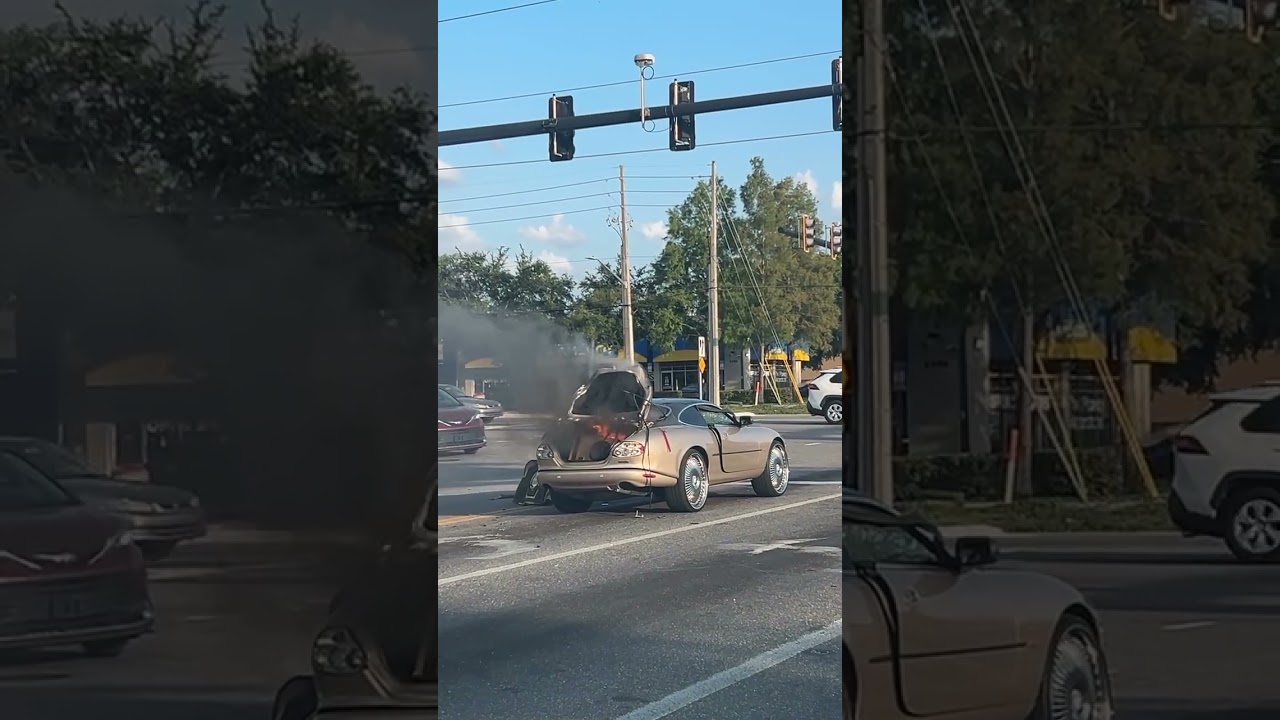 Jaguar on 26's DUB Floaters Caught on Fire from Music Wiring
