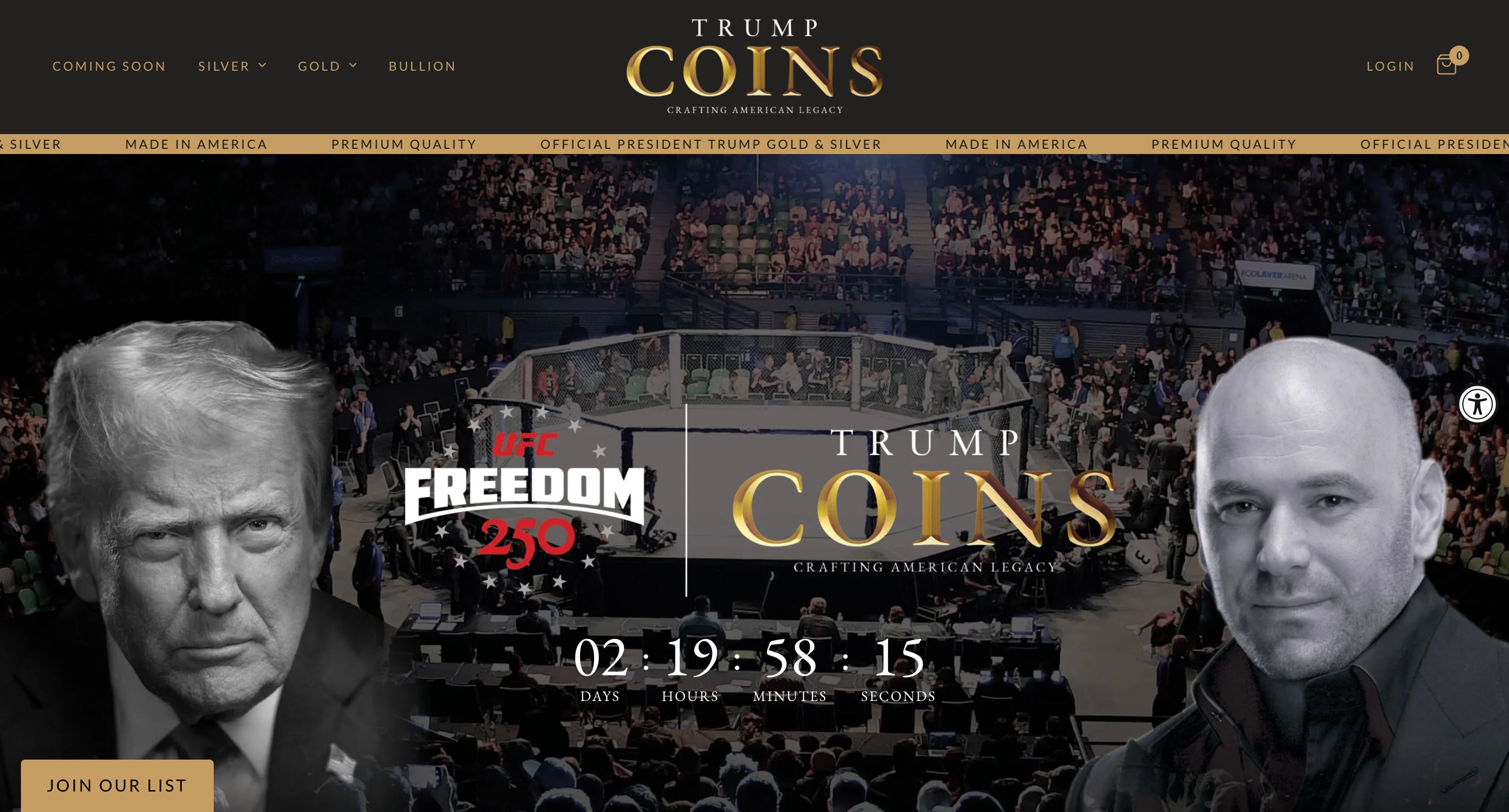 Donald Trump unveils UFC-themed Trump coins for America's 250th birthday