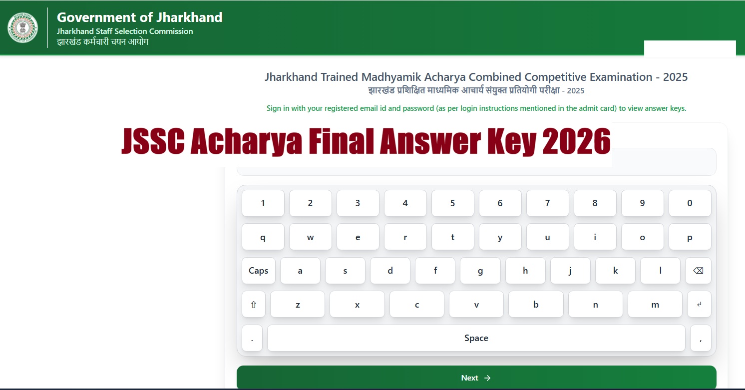 JSSC final answer key 2026 out for Madhyamik Acharya posts, check ...