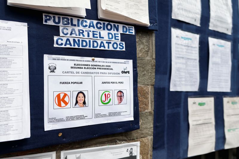 Peru's presidential election runoff is too close to call, exit poll shows