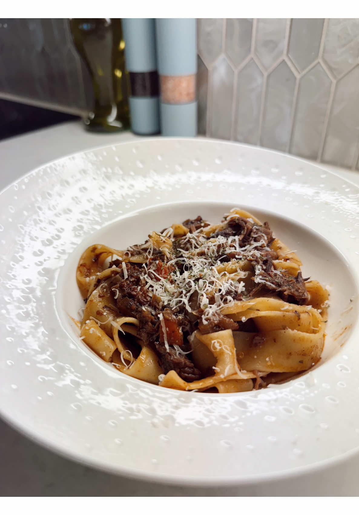 Amazing homemade pappardelle pasta with slow braised beef ragu and ...