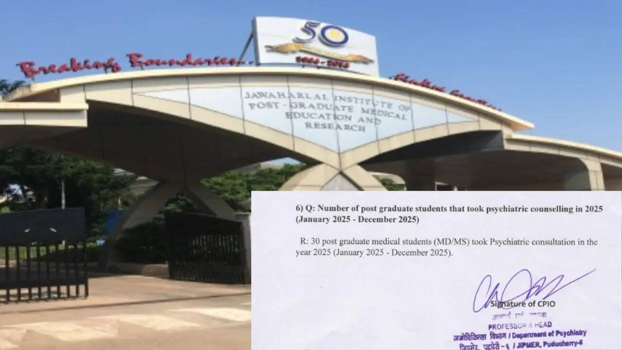 30 PG doctors sought psychiatric consultation at JIPMER, RTI reply ...
