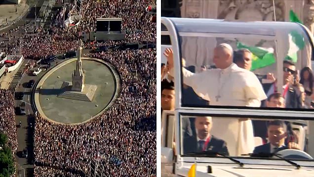 Thousands line Madrid streets to get a peek of the Pope