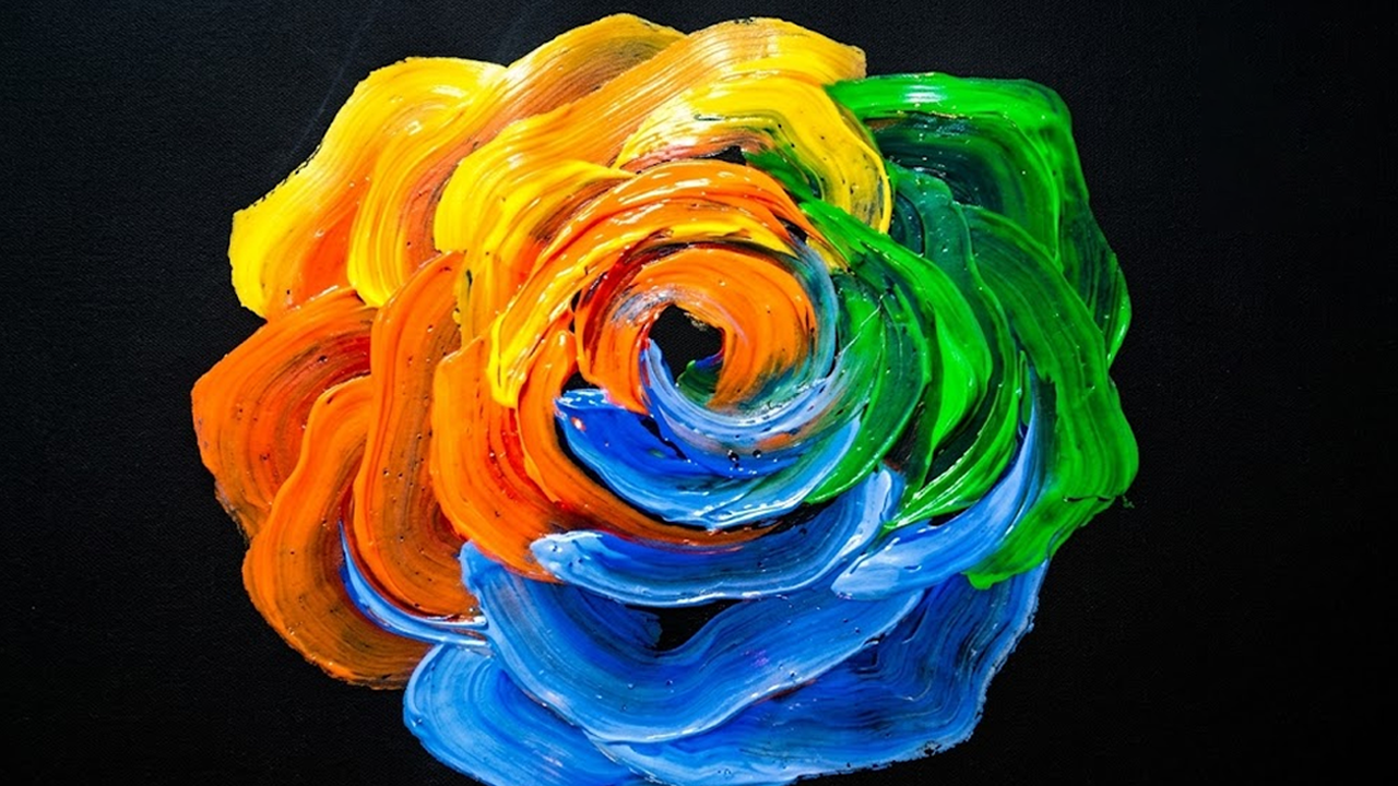 Create vibrant rainbow flowers with acrylics