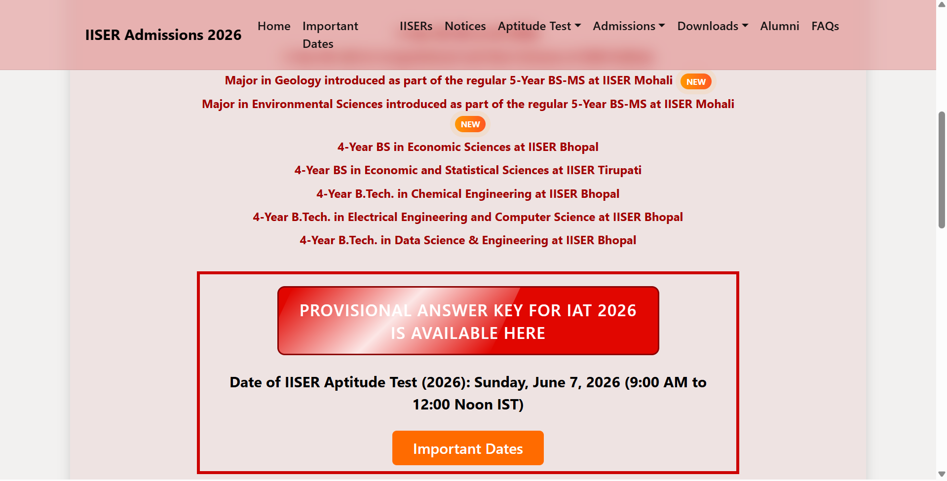 IISER IAT 2026 answer key released at iiseradmission.in: Direct link to ...