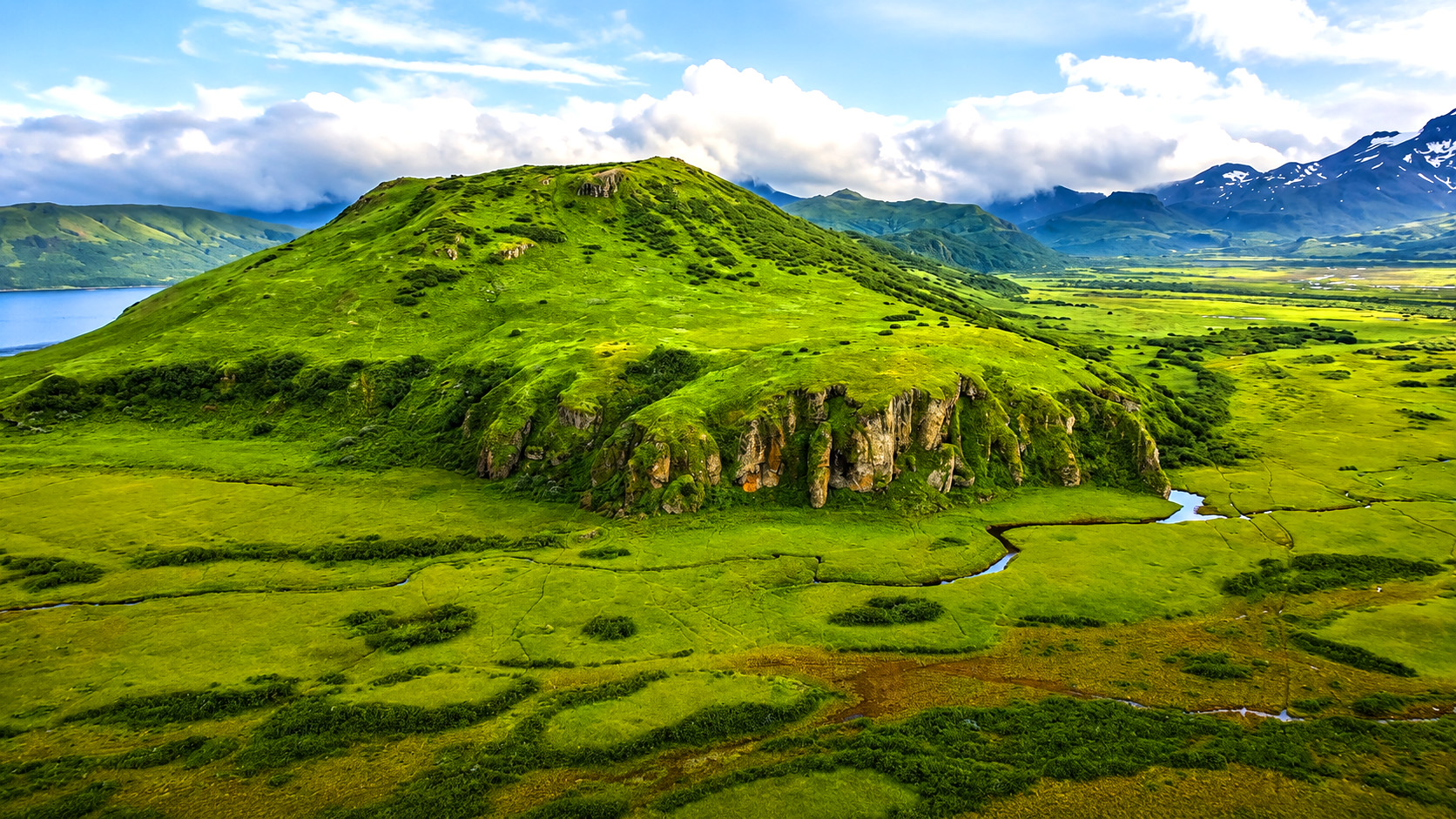 Remote volcanic islands stretching across Alaska’s wild Pacific edge