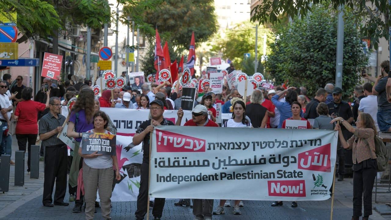 Man arrested for waving Palestine flag at joint Jewish-Arab anti ...