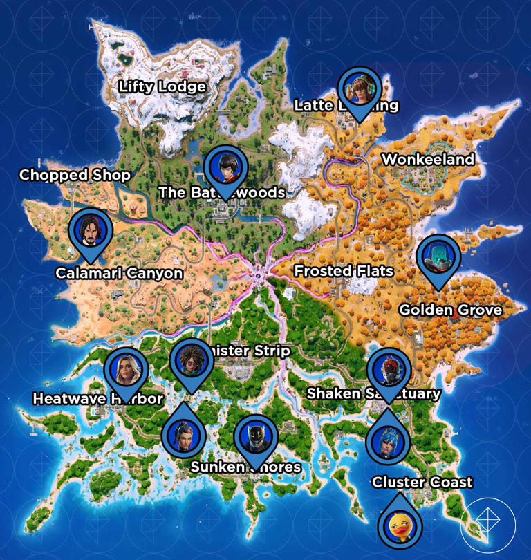 All character and specialist locations in Fortnite Chapter 7 Season 3