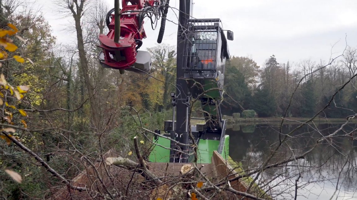 This giant machine clears trees with incredible precision