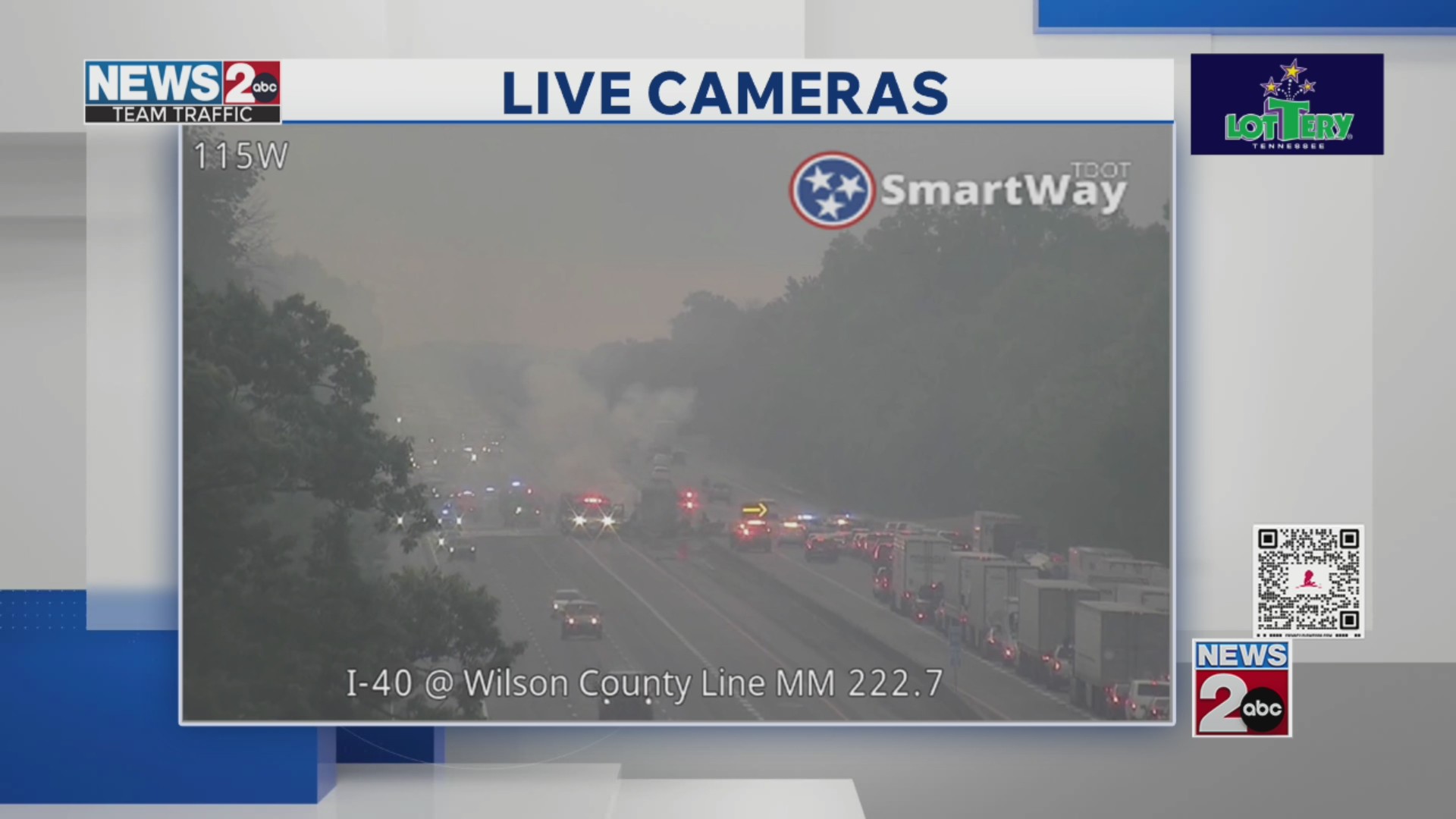 Tractor-trailer fire on I-40 in Mt. Juliet