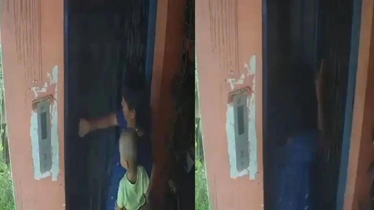 CCTV footage shows woman forcing open lift door, stepping into empty ...