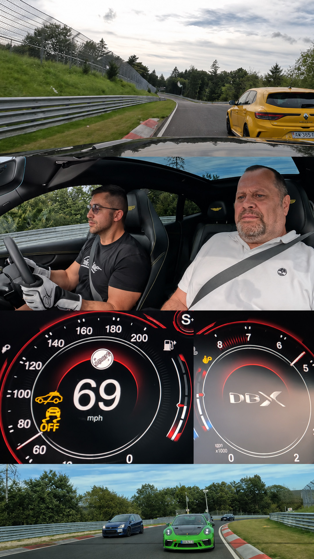 Aston Martin DBX707 hits the grass during risky track overtake