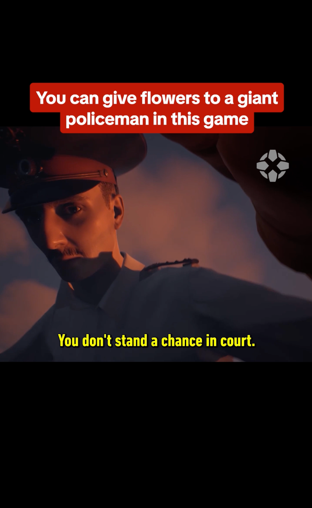 You can give flowers to a giant policeman in Militsioner