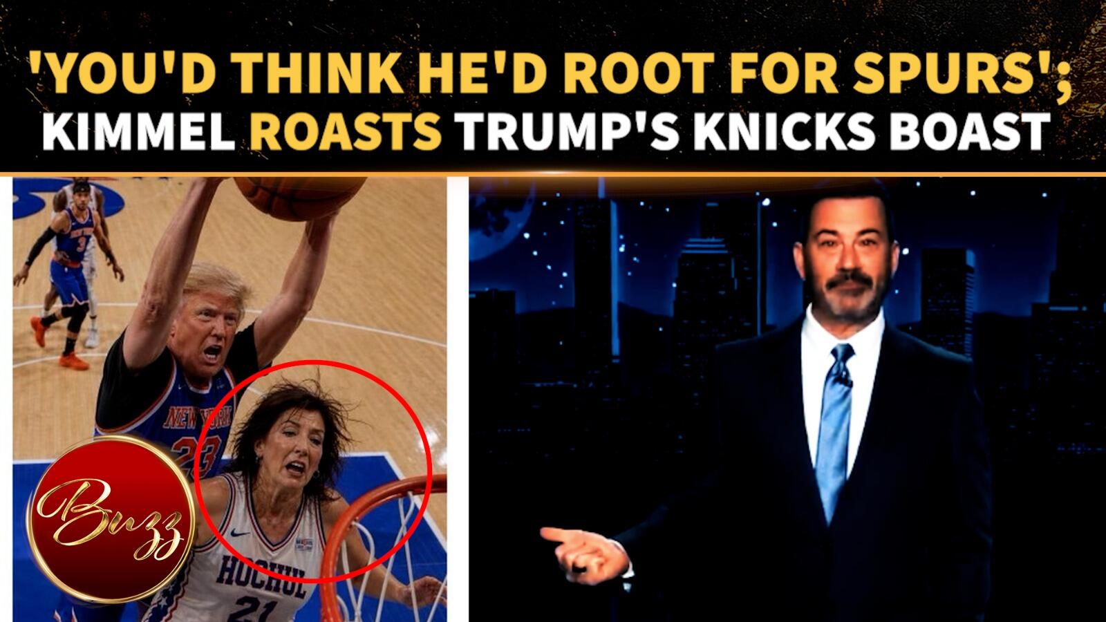Kimmel takes aim at Trump's NBA appearance in scathing late-night monologue