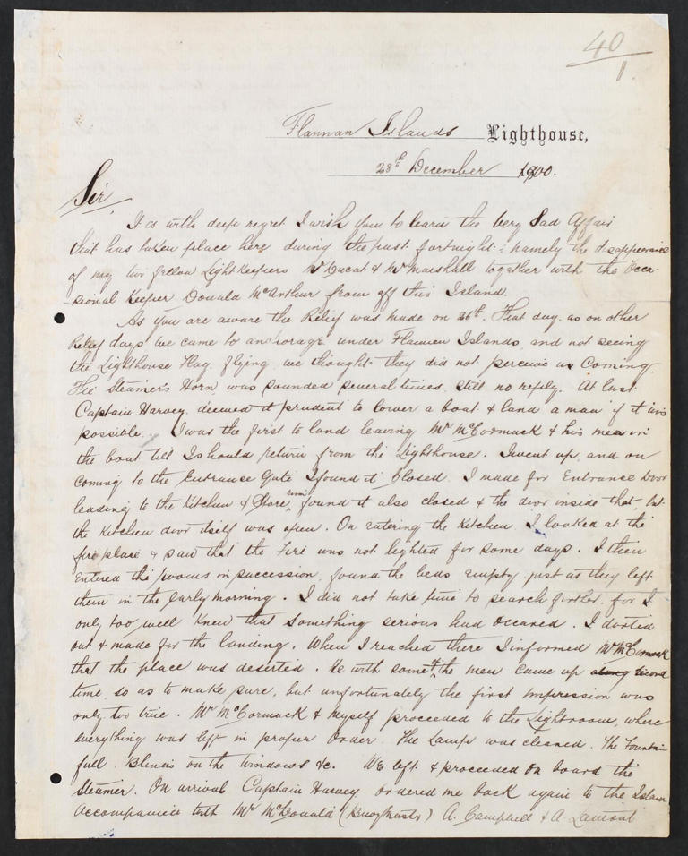 Flannan Isles letter to go on display