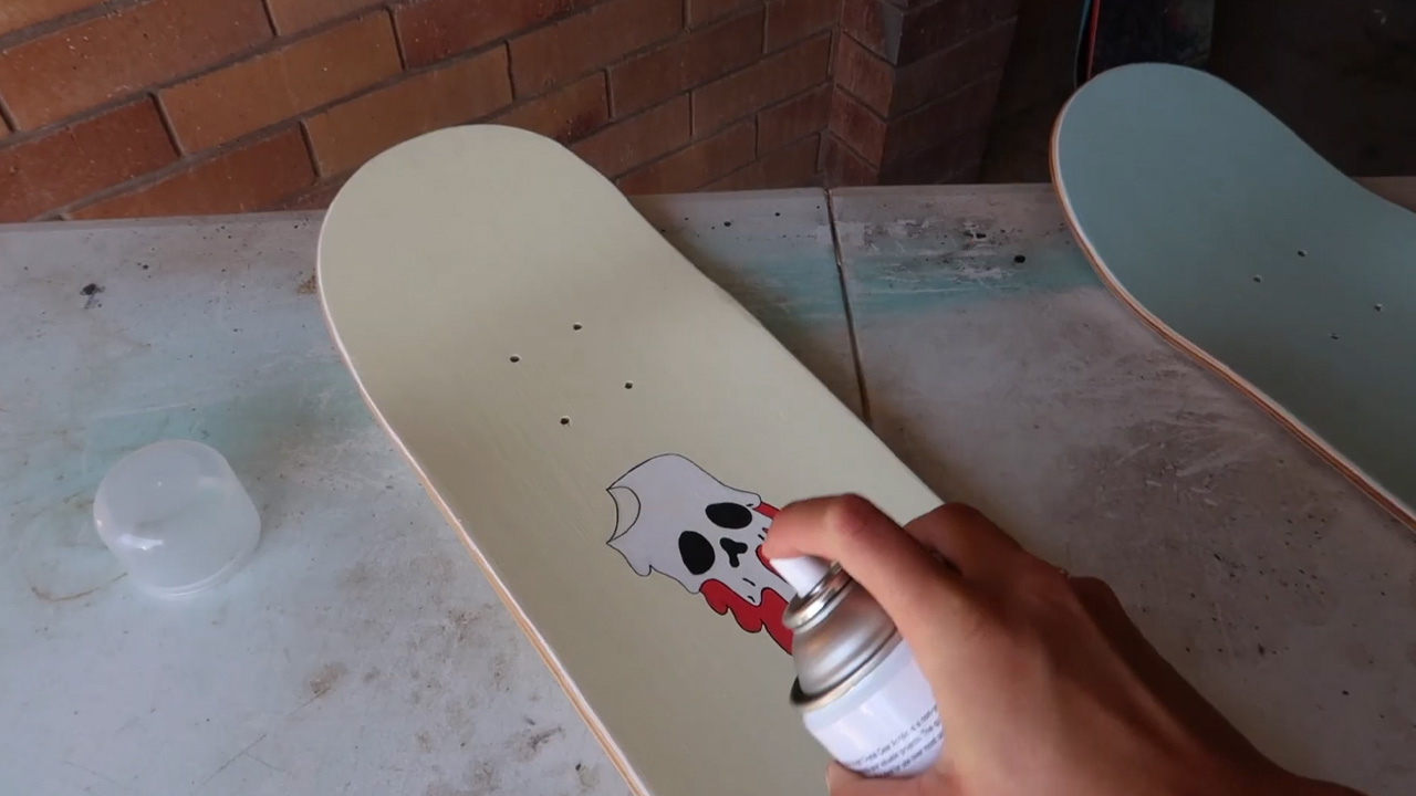 Amazing wood painting process on smooth wooden skateboard decks