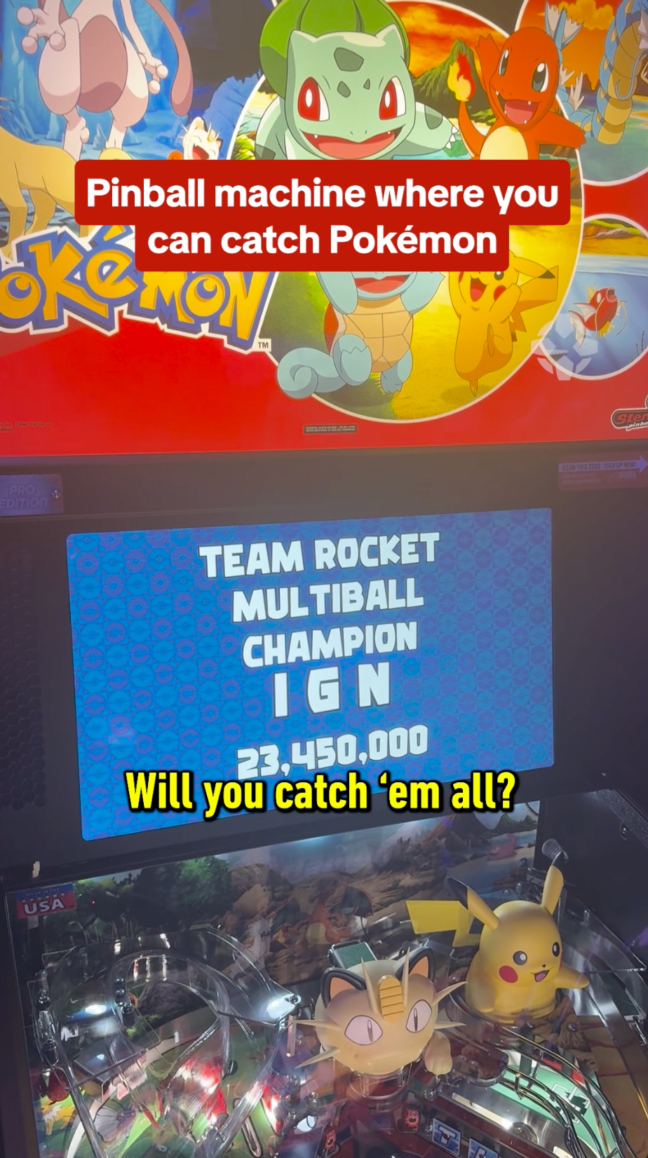 Pinball machine where you can catch Pokémon