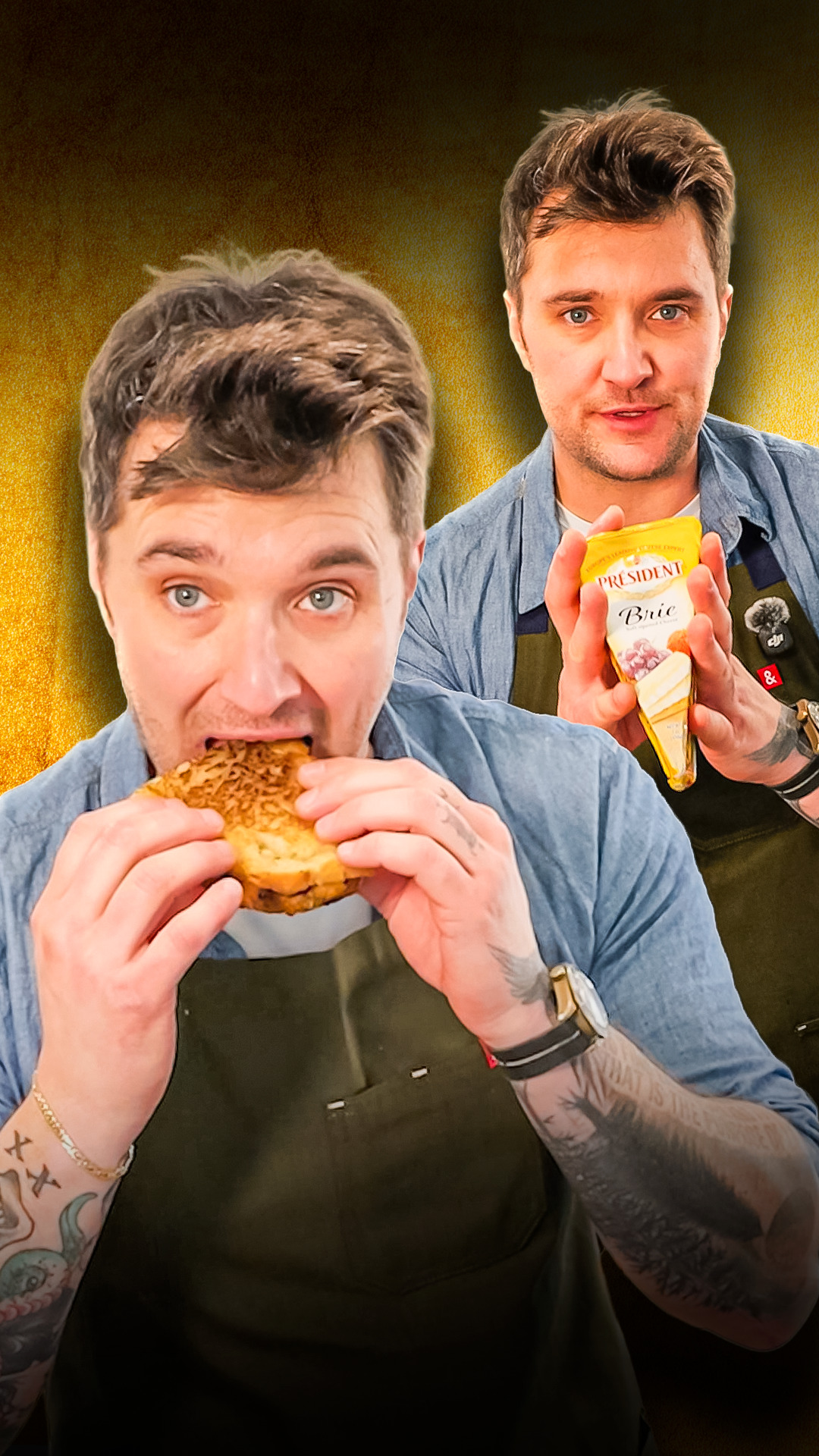 Making a fig, brie, & pear grilled cheese