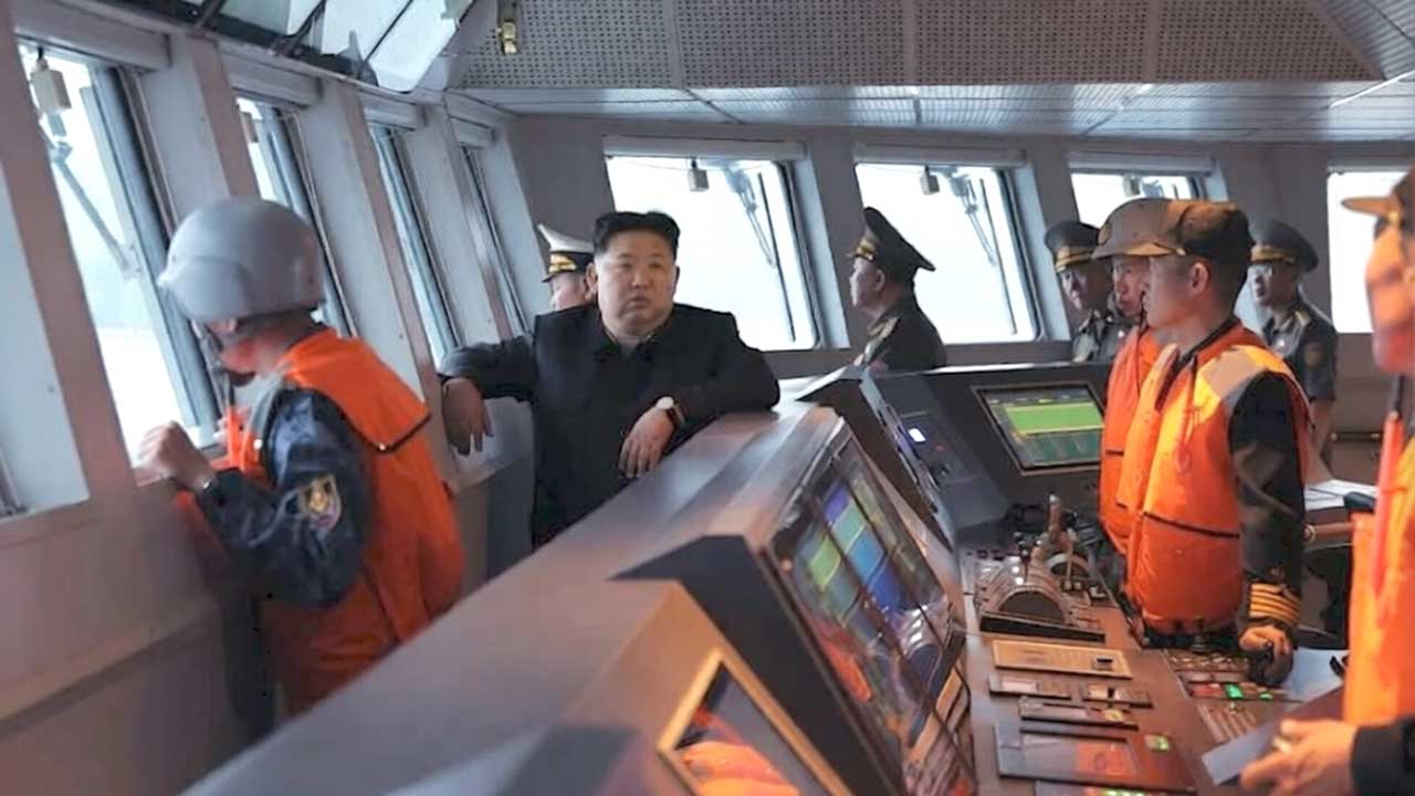 Kim Jong Un boarded North Korea’s new 5,000-ton destroyer Kang Kon for ...