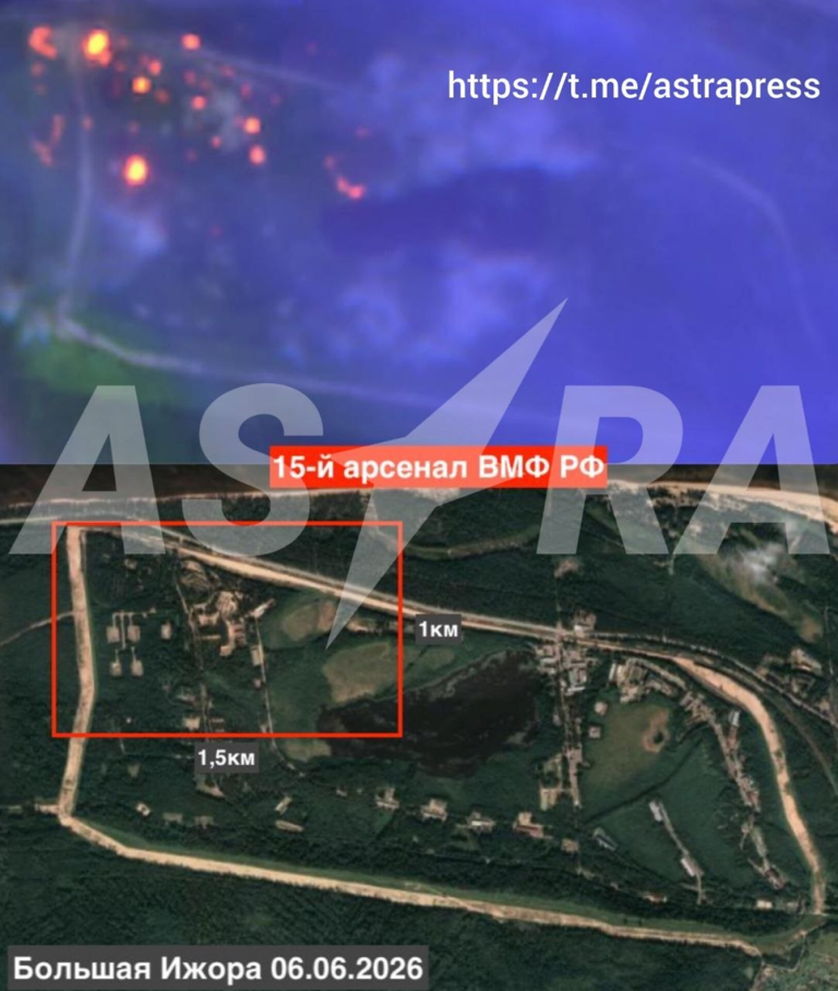 Russian Navy arsenal burns near St. Petersburg after drone attack