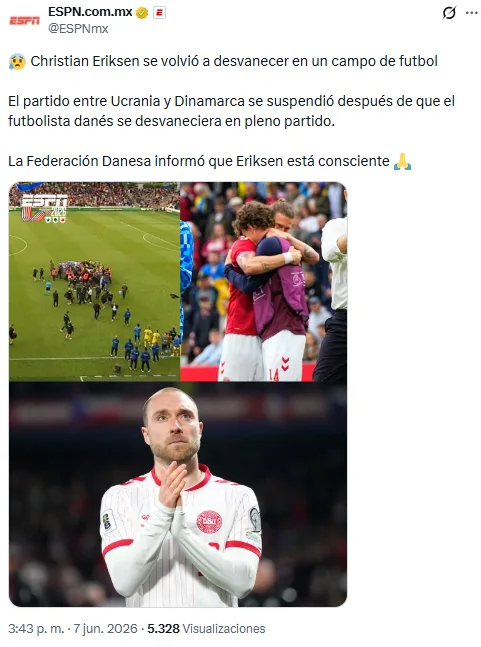 En medio de la angustia por Christian Eriksen, se conoce el primer ...