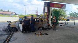 Tim Labfor Polda Kalbar selidiki penyebab kebakaran mobil di SPBU Semparuk