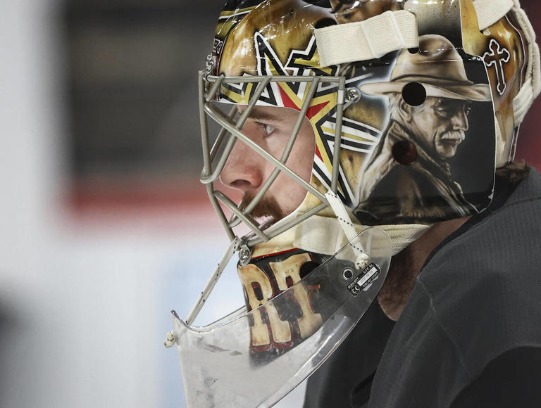 Carter Hart wears 'Tombstone'-themed mask for Golden Knights' playoff run