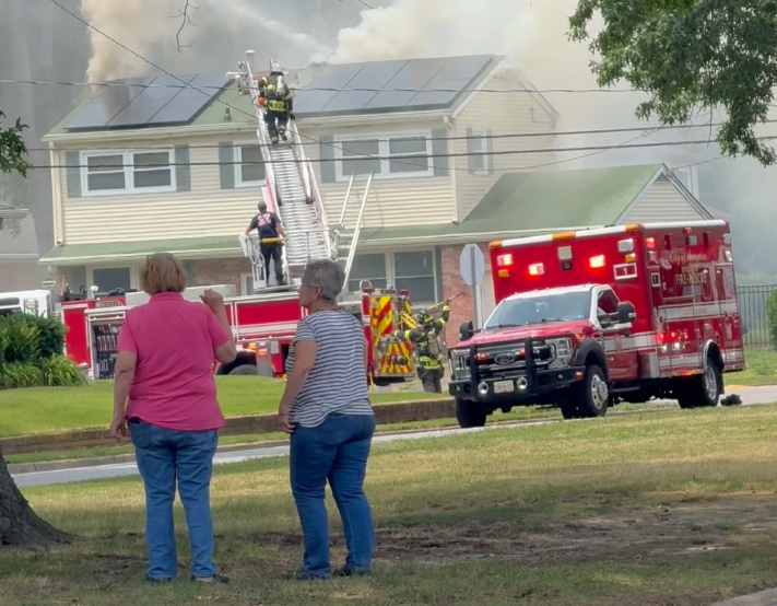 Firefighters battle house fire on Bramston Drive in Hampton