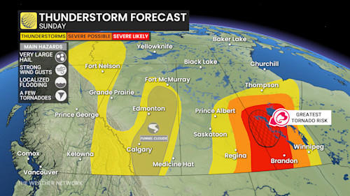 Calgary faces Sunday funnel cloud risk with favourable atmosphere