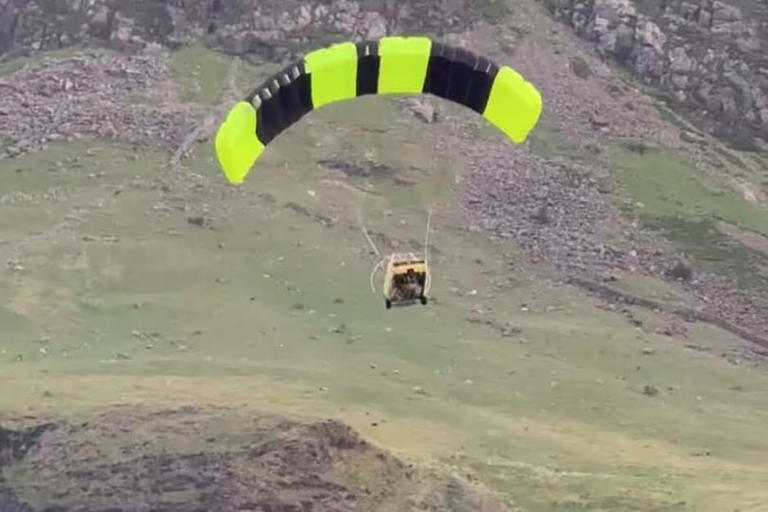 Moment Del Boy's famous yellow van spotted flying over the Lake District