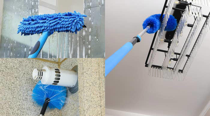 This 20-foot cleaning pole clears ceilings and AC vents with little effort