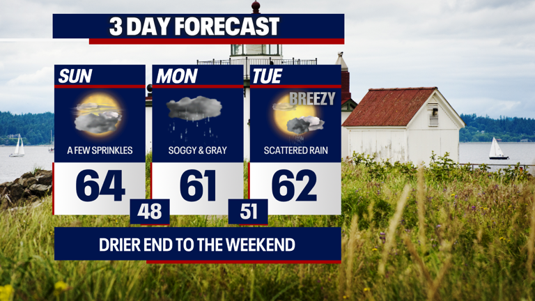 Seattle weather to turn dark and sloppy on Monday