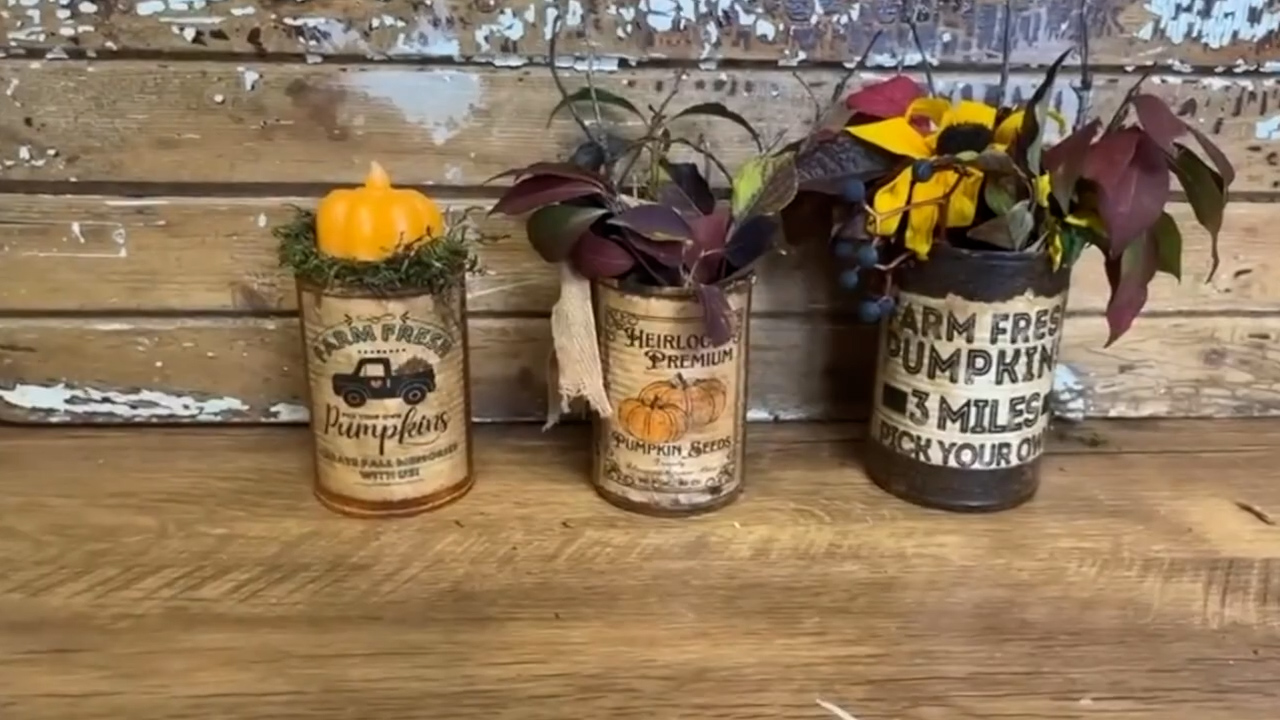 Fall / autumn DIY: Upcycled tin can crafts
