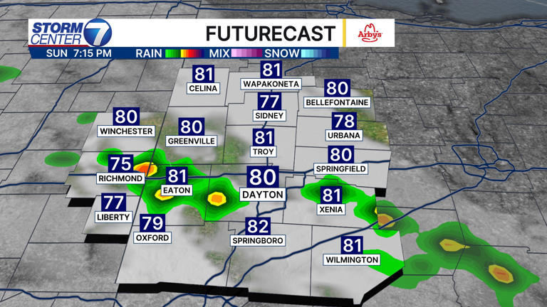 Warm and muggy, few pop-ups possible Sunday