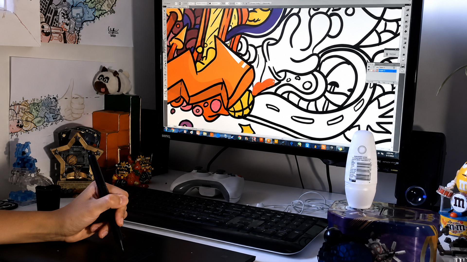 Digital art doodle collaboration drawing process
