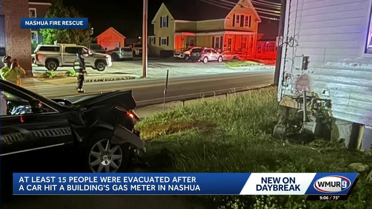 At least 15 people evacuated after car hit building's gas meter in Nashua