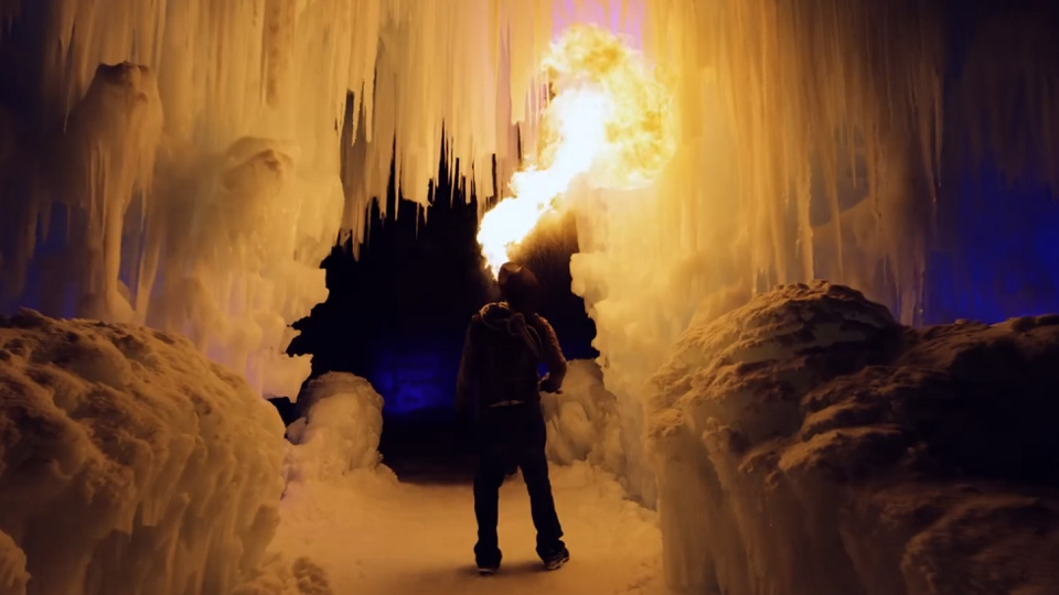 Giant flame bursts showcase incredible fire breathing skill