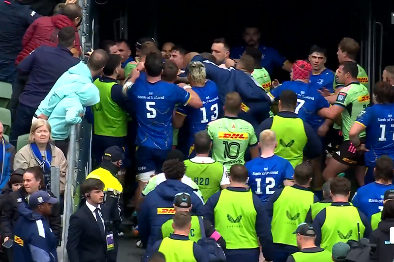 Feisty tunnel brawl caught on camera as 30 players embroiled in URC ...