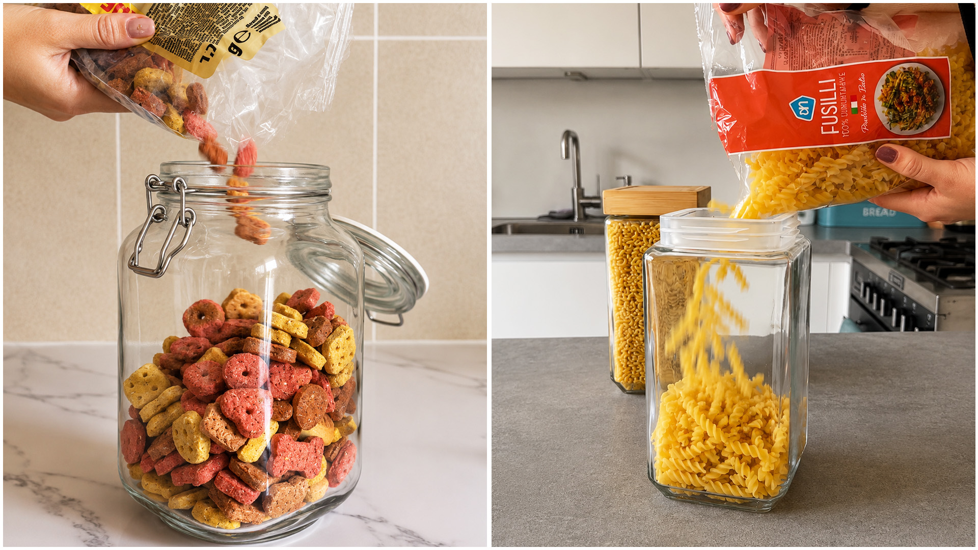 Kitchen container refill and pantry refresh