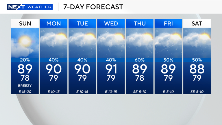 Hot, humid and mostly sunny before increased rain chance return to ...