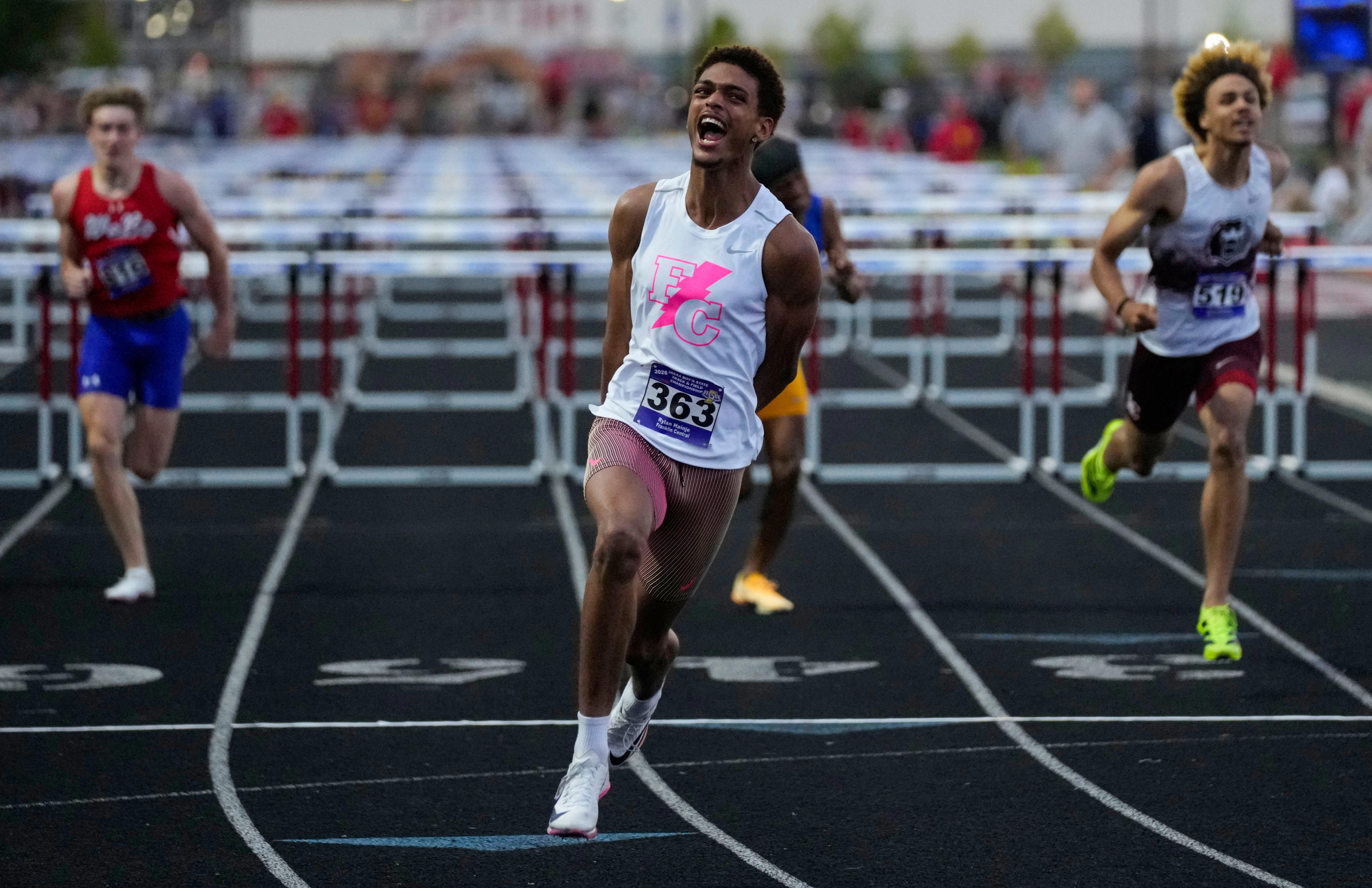 Rylan Hainje, Noah Bontrager headline record-setting IHSAA boys track meet