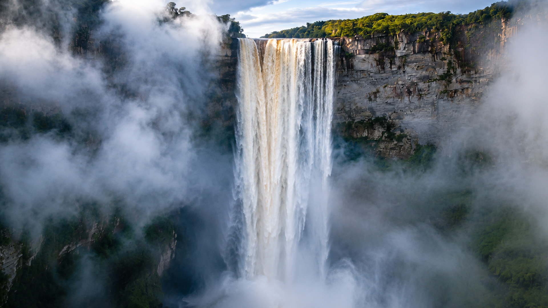The waterfall hidden behind constant mist