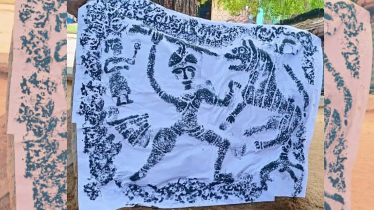 Karnataka: Archaeologists discover rare hero stone depicting tiger hunt ...