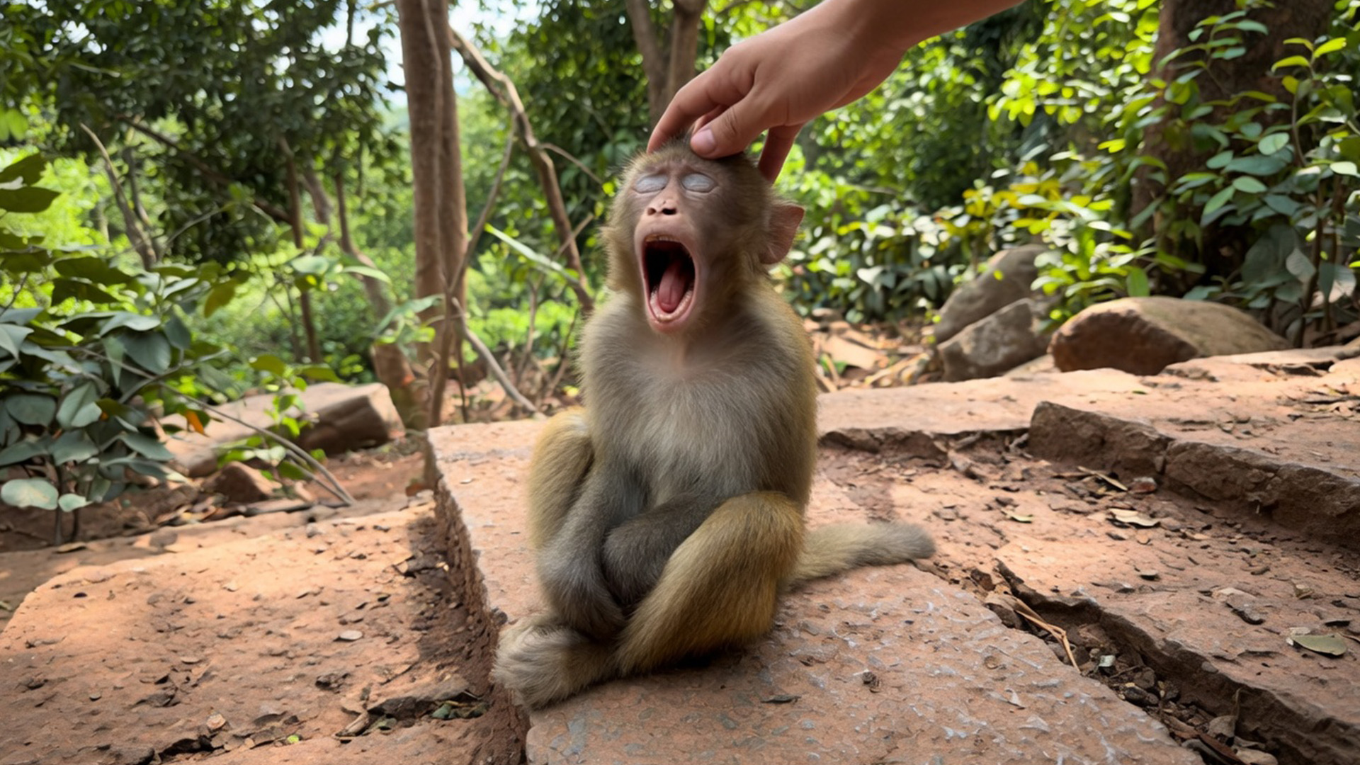 This monkey feels completely safe around its human friend